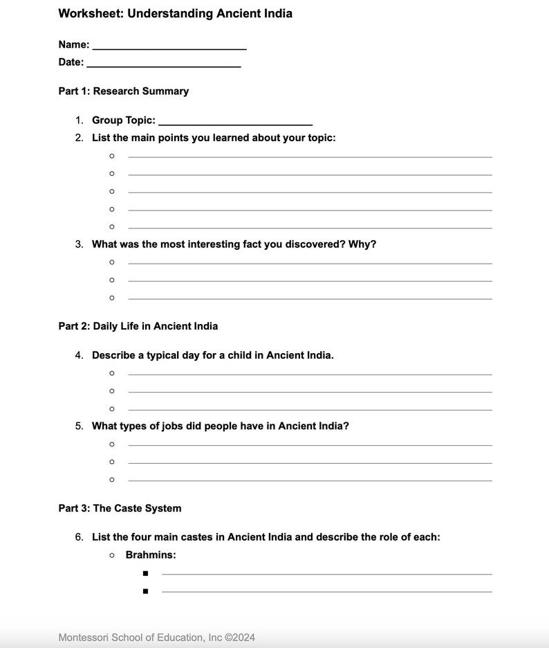 Montessori/homeschool Ancient India Civilization Lessons, Upper ...