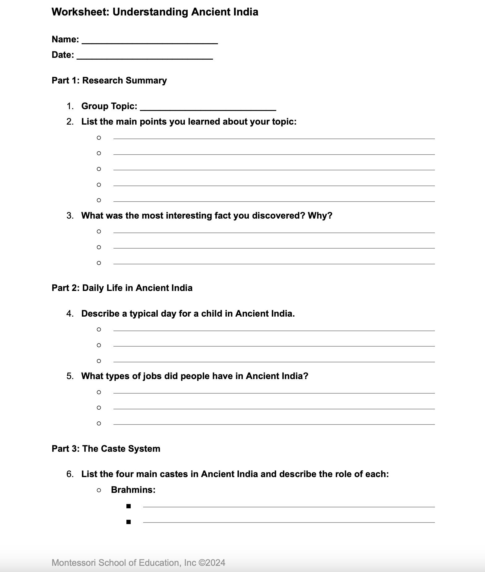 Montessori/homeschool Ancient India Civilization Lessons, Upper ...