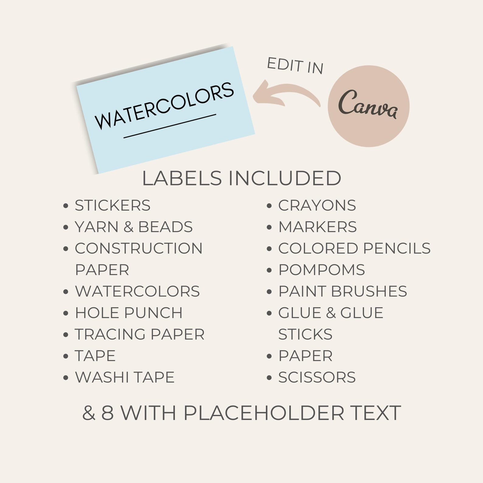 Blue Hues Craft Bin Labels | Editable Canva Template for Art Supply ...