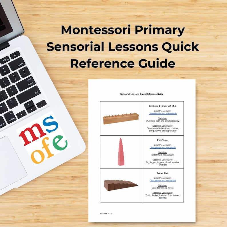 Montessori Primary Sensorial Lessons Quick Reference Guide - Includes ...