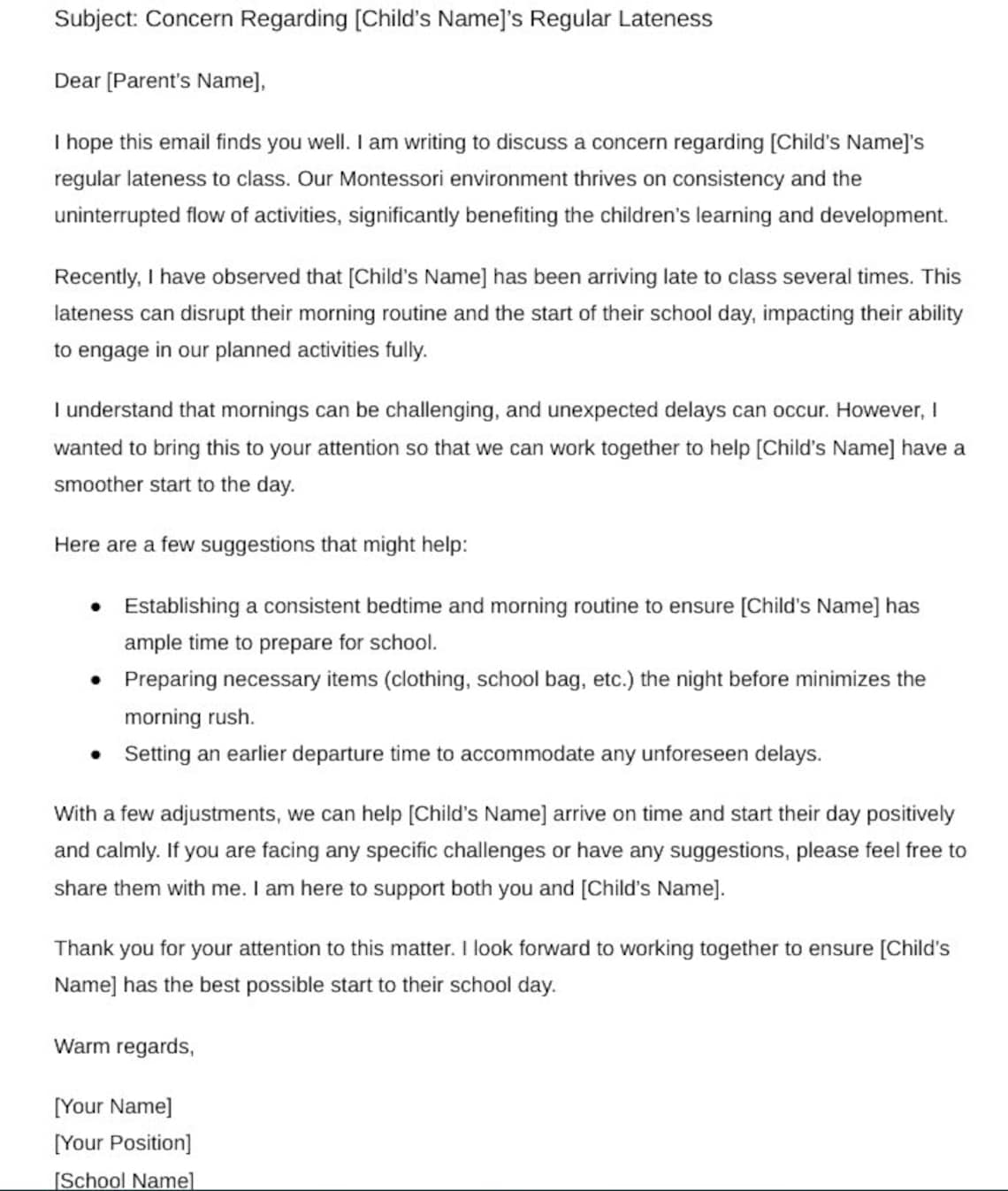 25 Email Templates for Montessori Early Childhood/primary Teachers ...