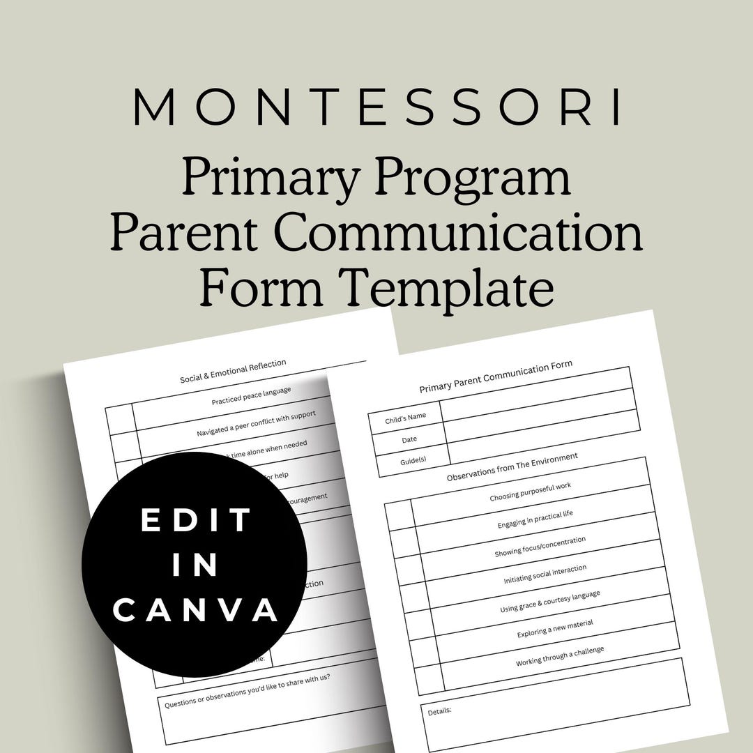 Montessori Primary Program Parent Communication Form | Editable Canva ...