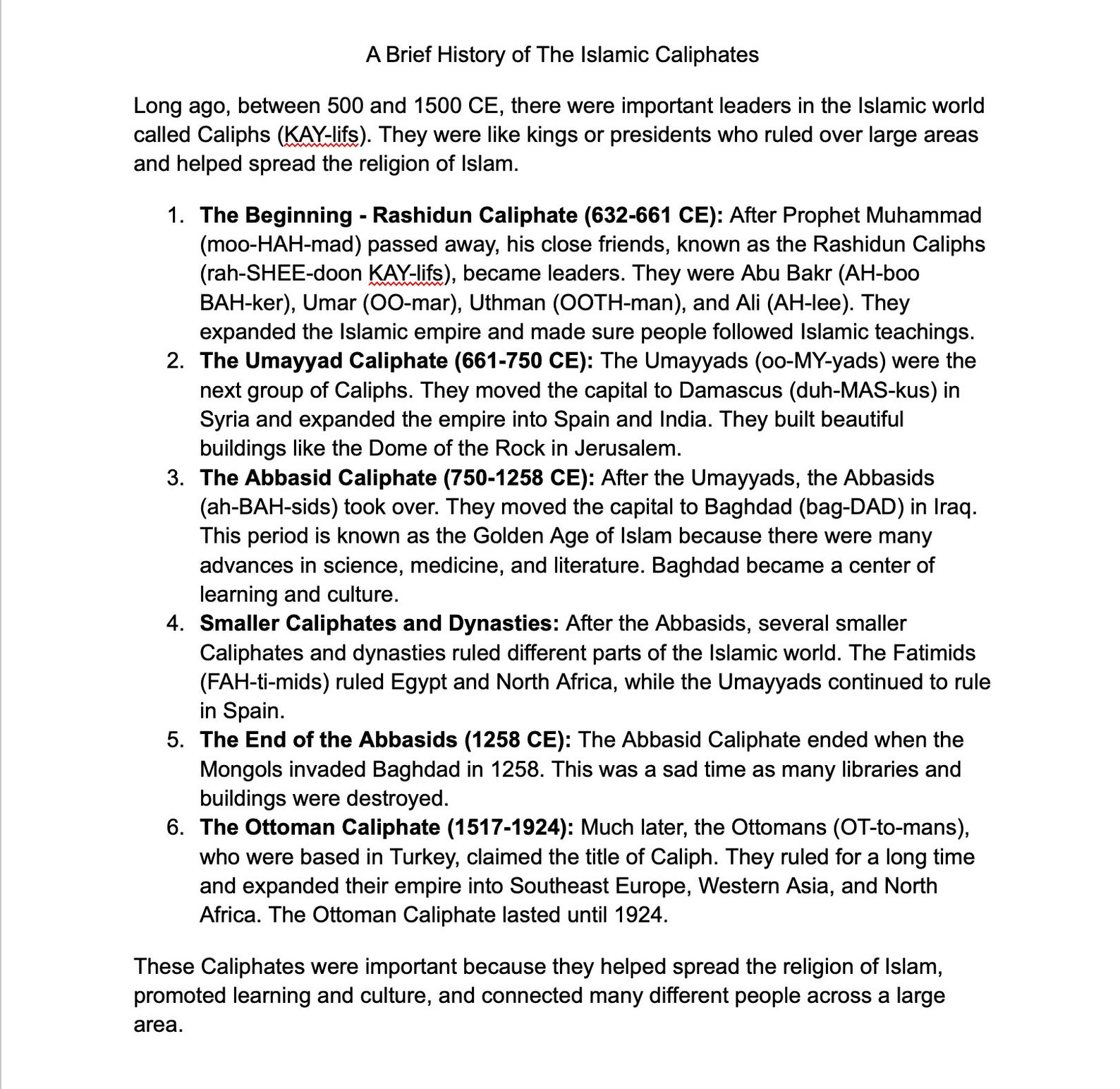 Montessori/homeschool Islamic Caliphates Medieval Civilization Lessons ...