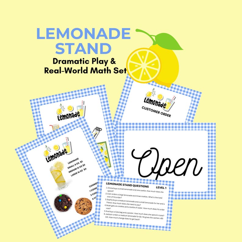 Lemonade Stand Math & Dramatic Play Learning Set | Classroom Lesson ...