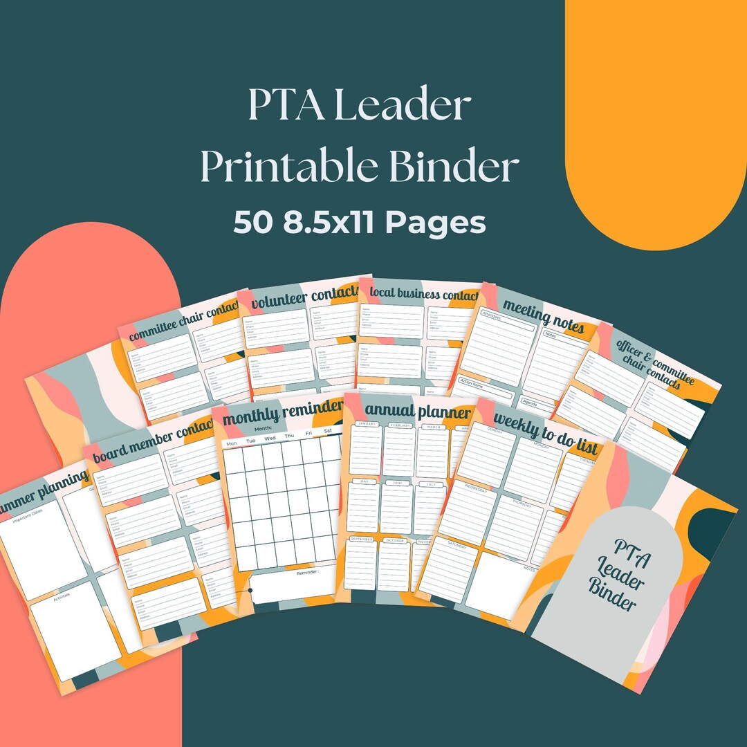 PTA Leader Binder in Bright Retro Vibes - 50 Pages to Keep Your PTA ...