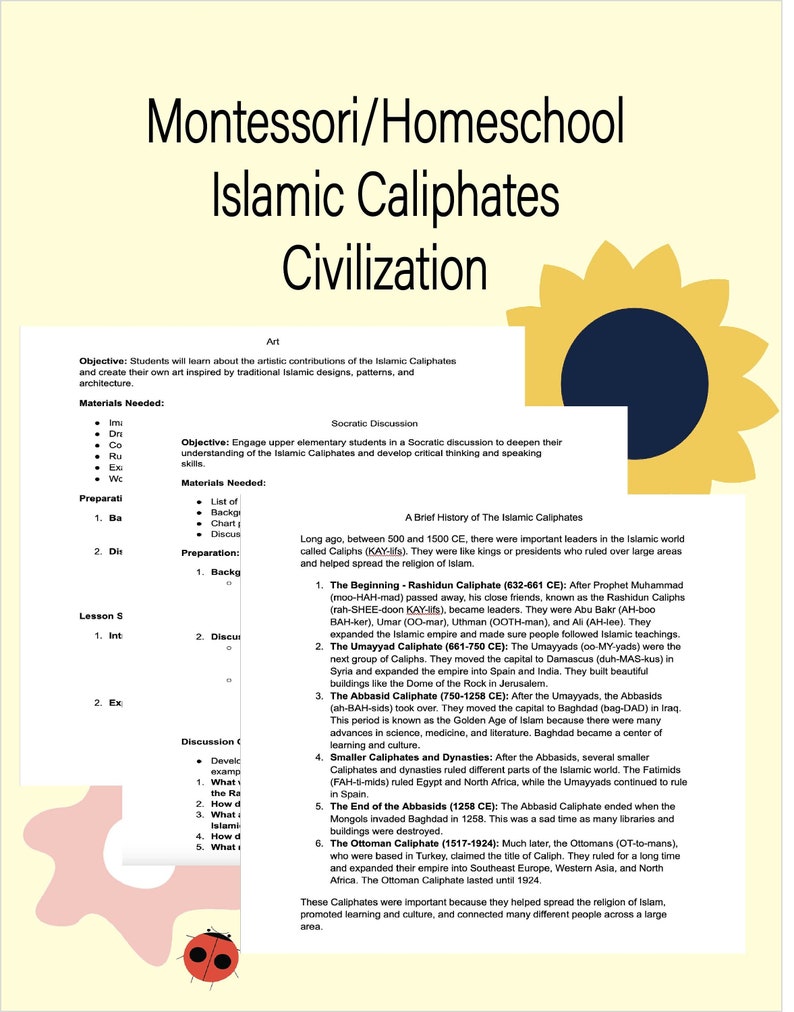 Montessori/homeschool Islamic Caliphates Medieval Civilization Lessons ...