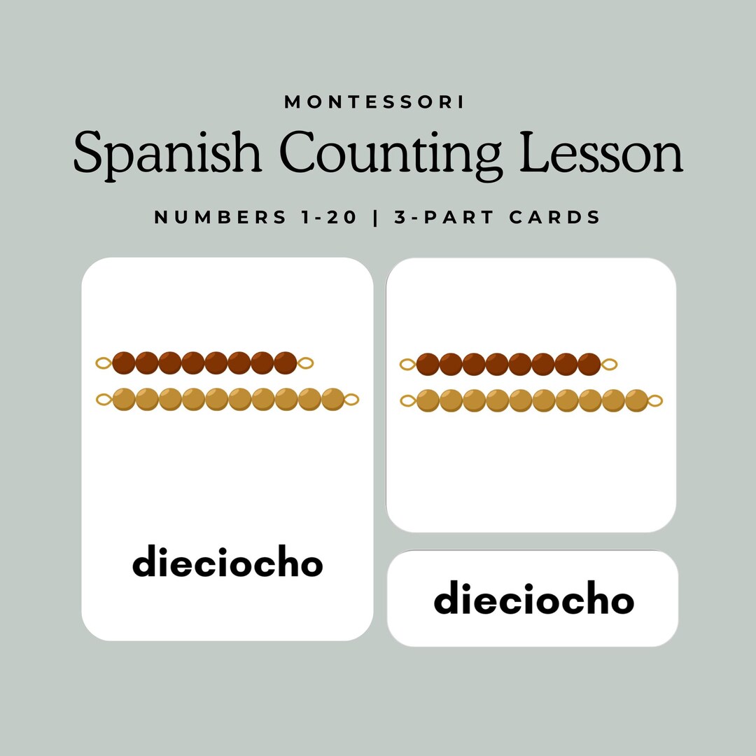 Spanish Counting Lesson | Numbers 1-20 3-part Flashcards | Bead ...
