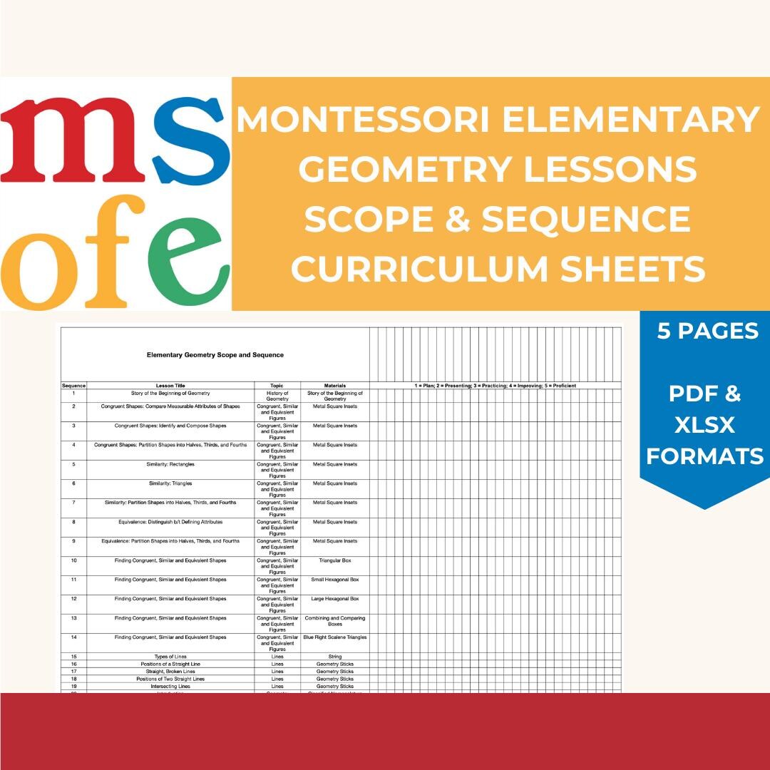 Montessori Elementary Geometry Lessons Scope & Sequence Curriculum ...
