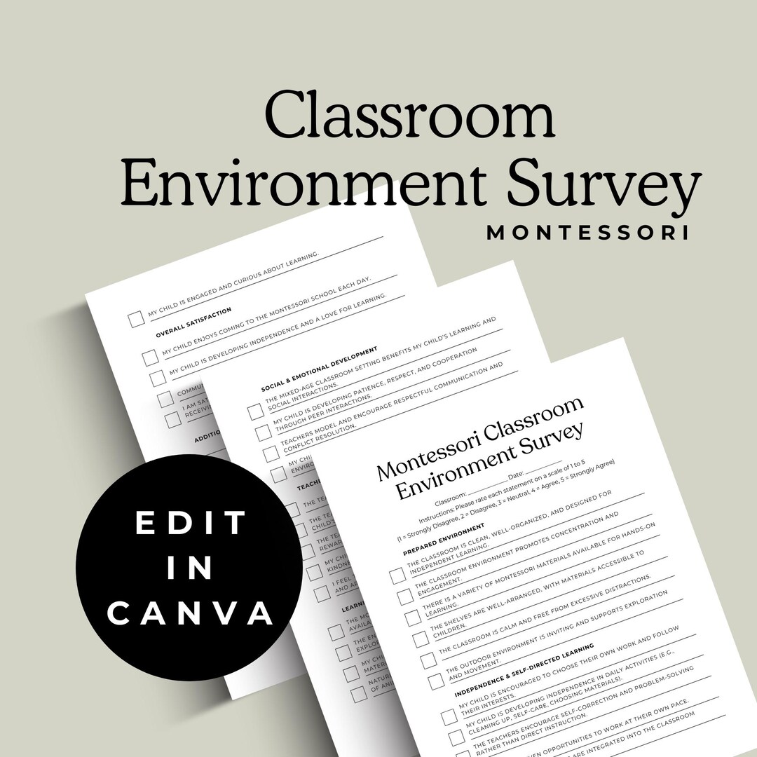Editable Montessori Classroom Environment Survey Canva Template ...