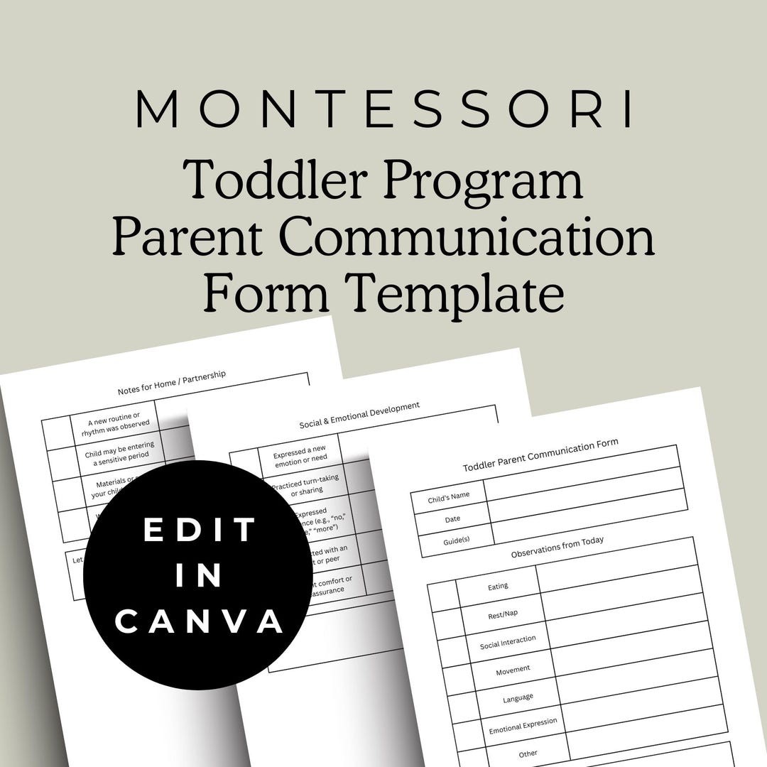Montessori Toddler Program Parent Communication Form | Editable Canva ...