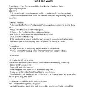 Exploring the Needs of Humans: Food & Water | Montessori Curriculum ...