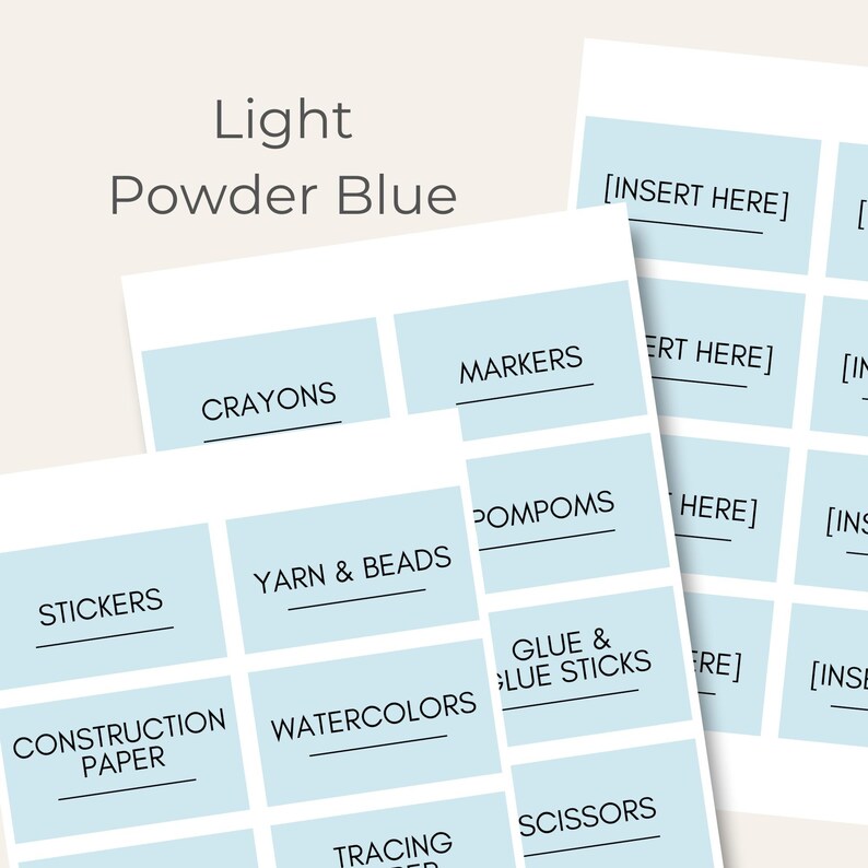 Blue Hues Craft Bin Labels | Editable Canva Template for Art Supply ...
