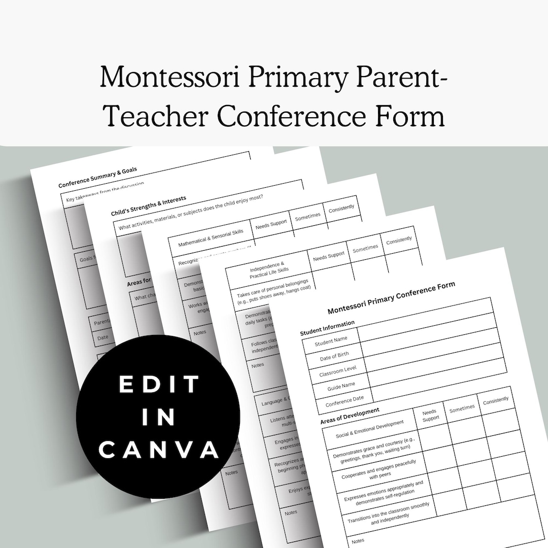 Editable Montessori Primary Parent-teacher Conference Form | Customize ...