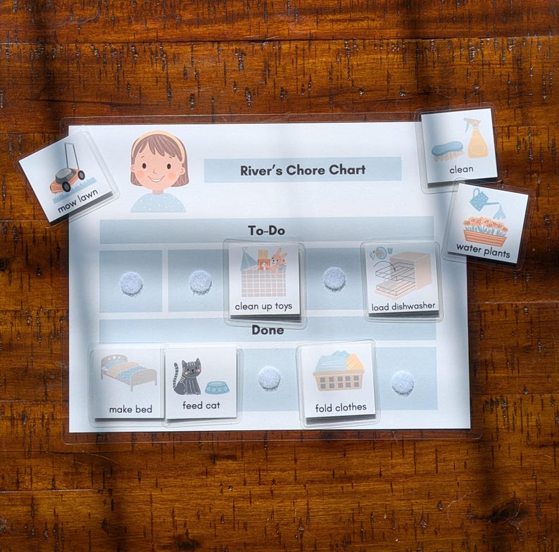 Personalized Montessori Chore Chart for Kids | Laminated Visual ...