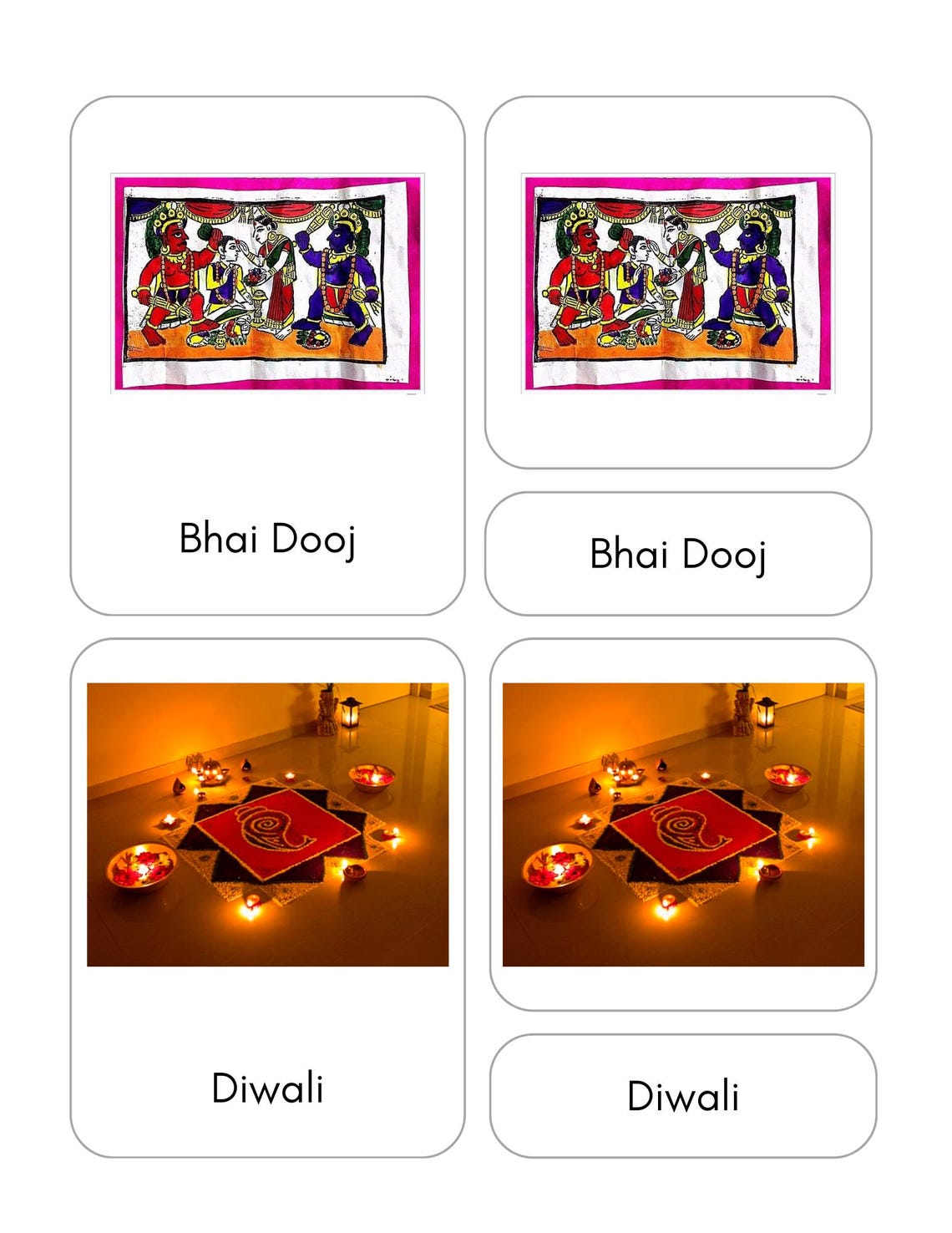 Montessori Diwali Nomenclature Cards: Festival of Lights Vocabulary ...
