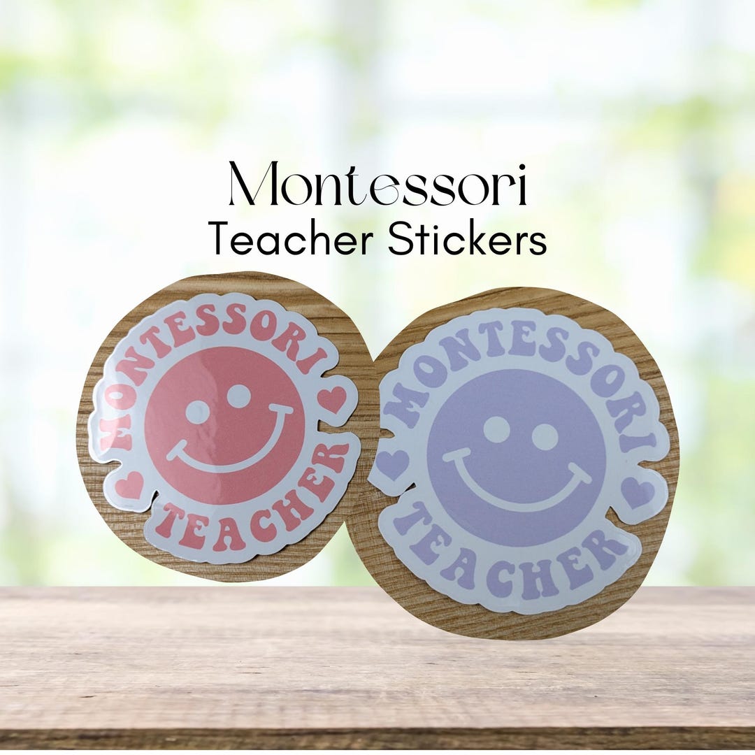 Montessori Teacher Smiley Face Pastel Clear Stickers - Etsy