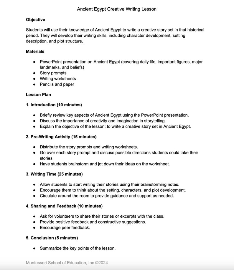 Montessori/homeschool Ancient Egypt Civilization Lessons, Upper ...