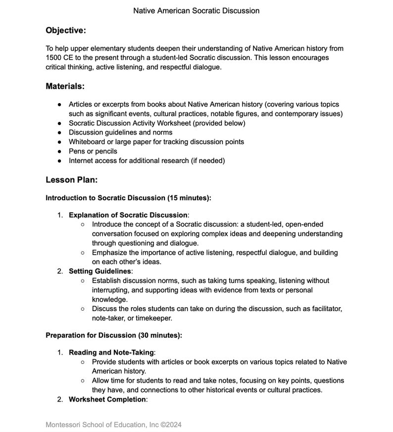 Montessori/homeschool Modern History: Native American Civilization ...