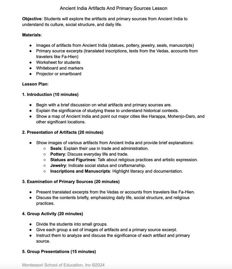 Montessori/homeschool Ancient India Civilization Lessons, Upper ...