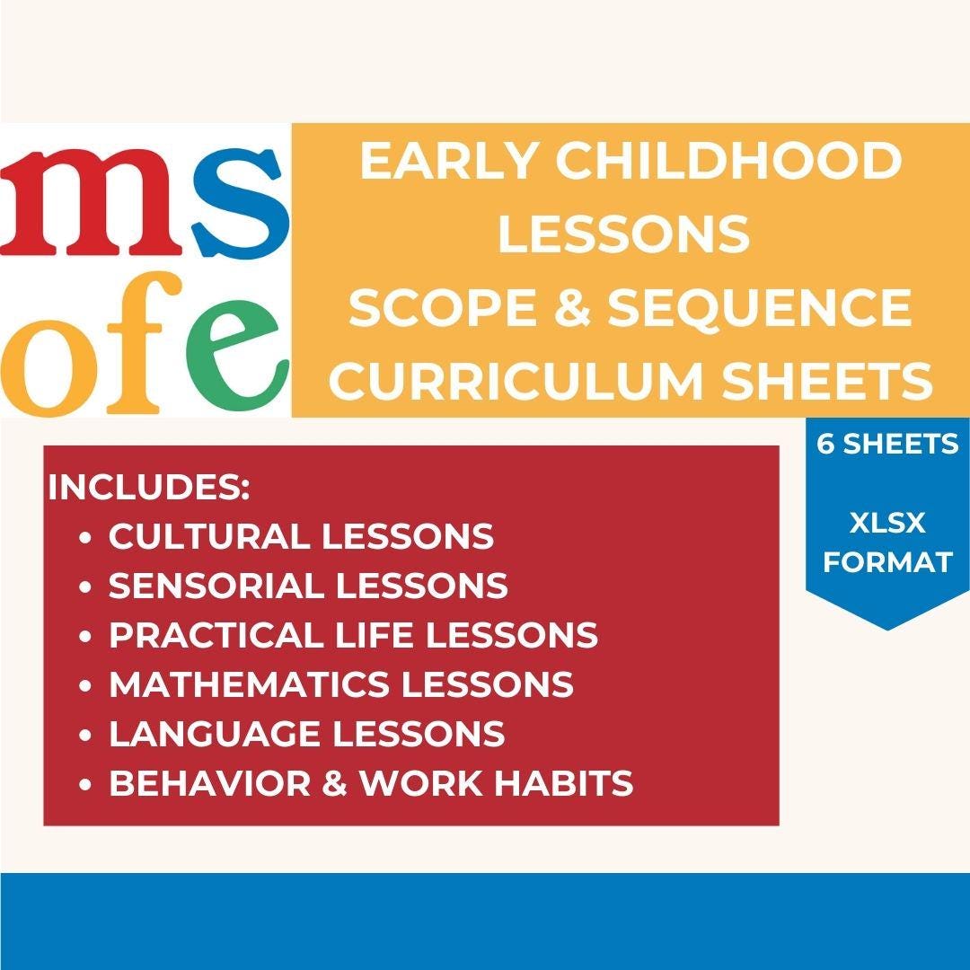 Early Childhood/primary Lessons Scope & Sequence Curriculum Sheets ...