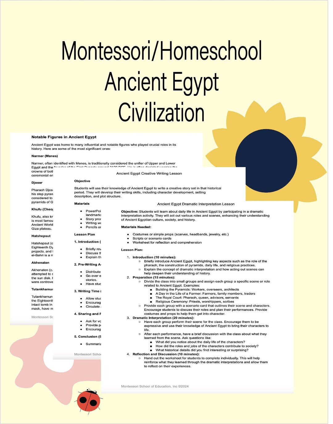 Montessori/homeschool Ancient Egypt Civilization Lessons, Upper ...