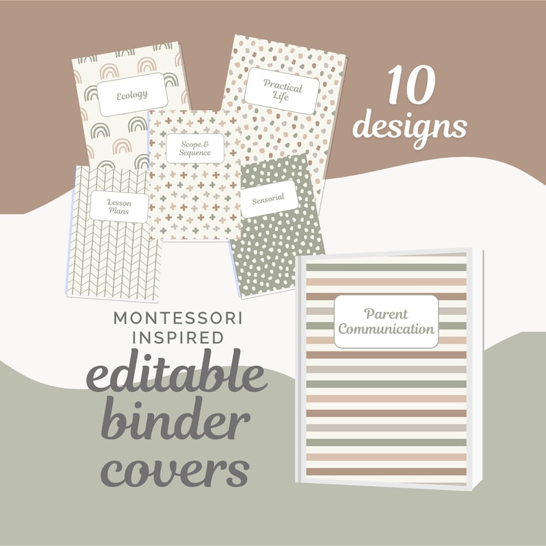 Montessori-inspired Editable Binder Covers | Boho Aesthetic | 10 ...
