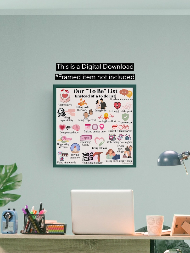 Our to Be List Printable Digital Download Couple Gift Wall Art ...