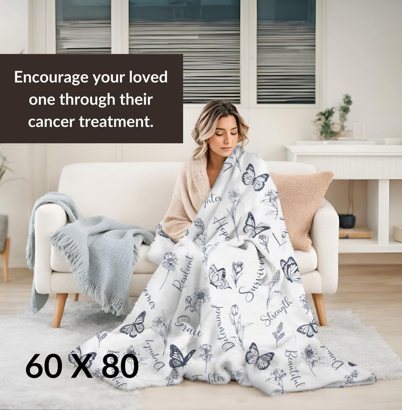 Chemo Gift Blanket: Plush Velveteen Encouraging Cancer Care Package ...