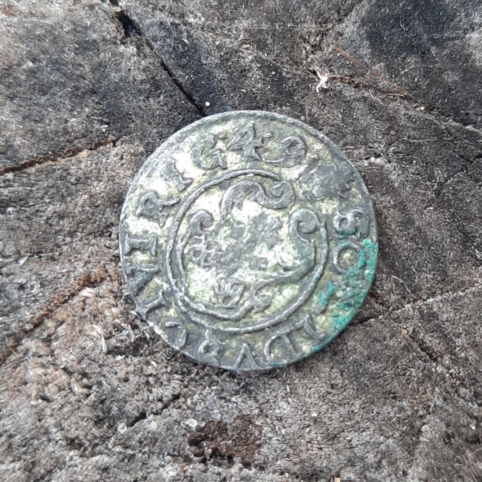 1649 Swedish Livonia Silver Coin, Billon, Queen of Sweden Christina 1 ...