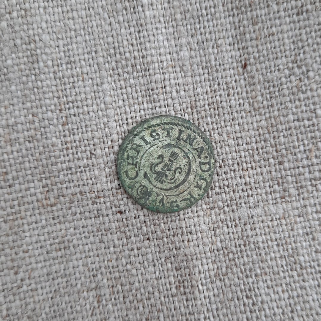 1652 Swedish Livonia Silver Coin, Billon, Queen of Sweden Christina 1 ...