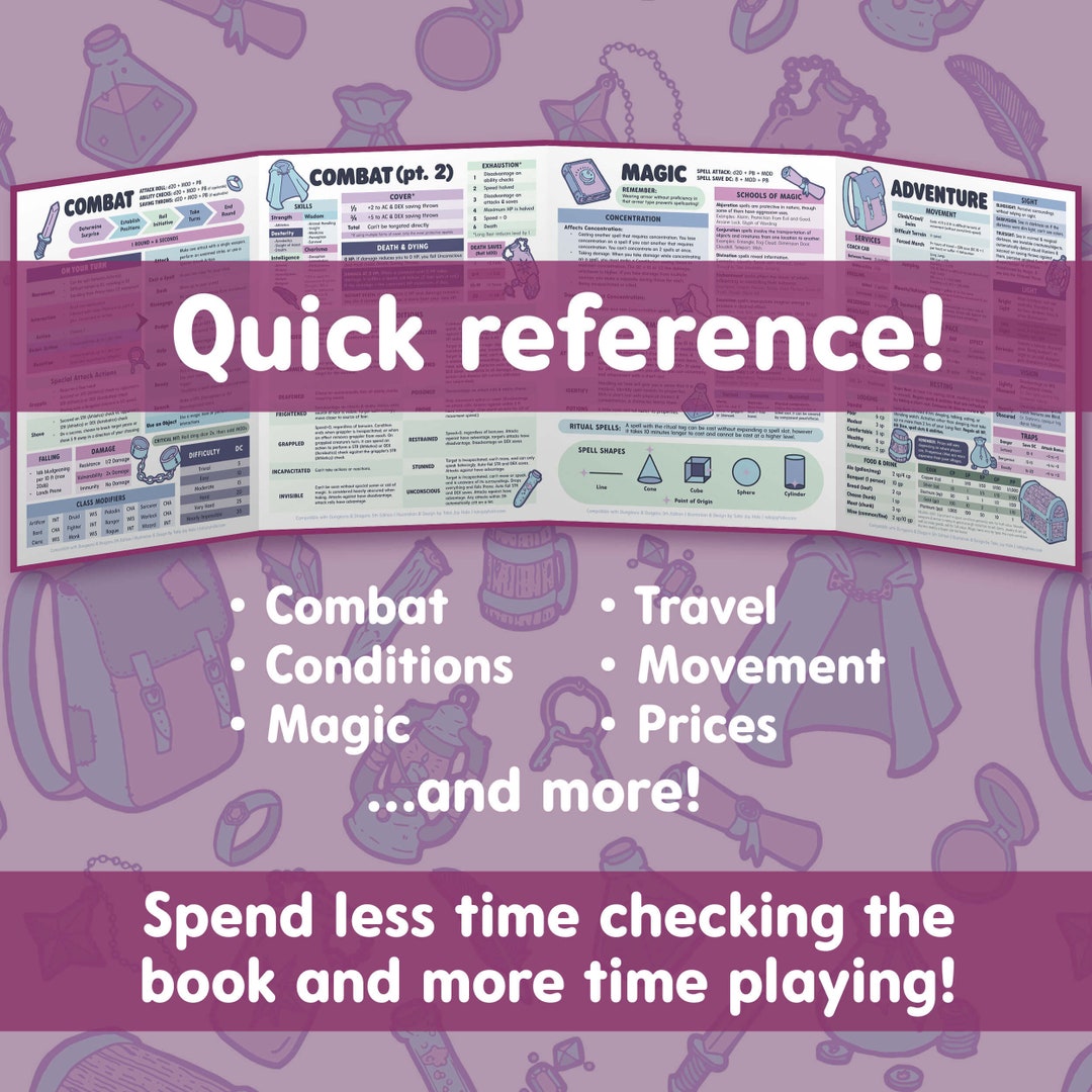 DND Printable Dungeons & Dragons DM Screen Inserts for 5e Digital ...