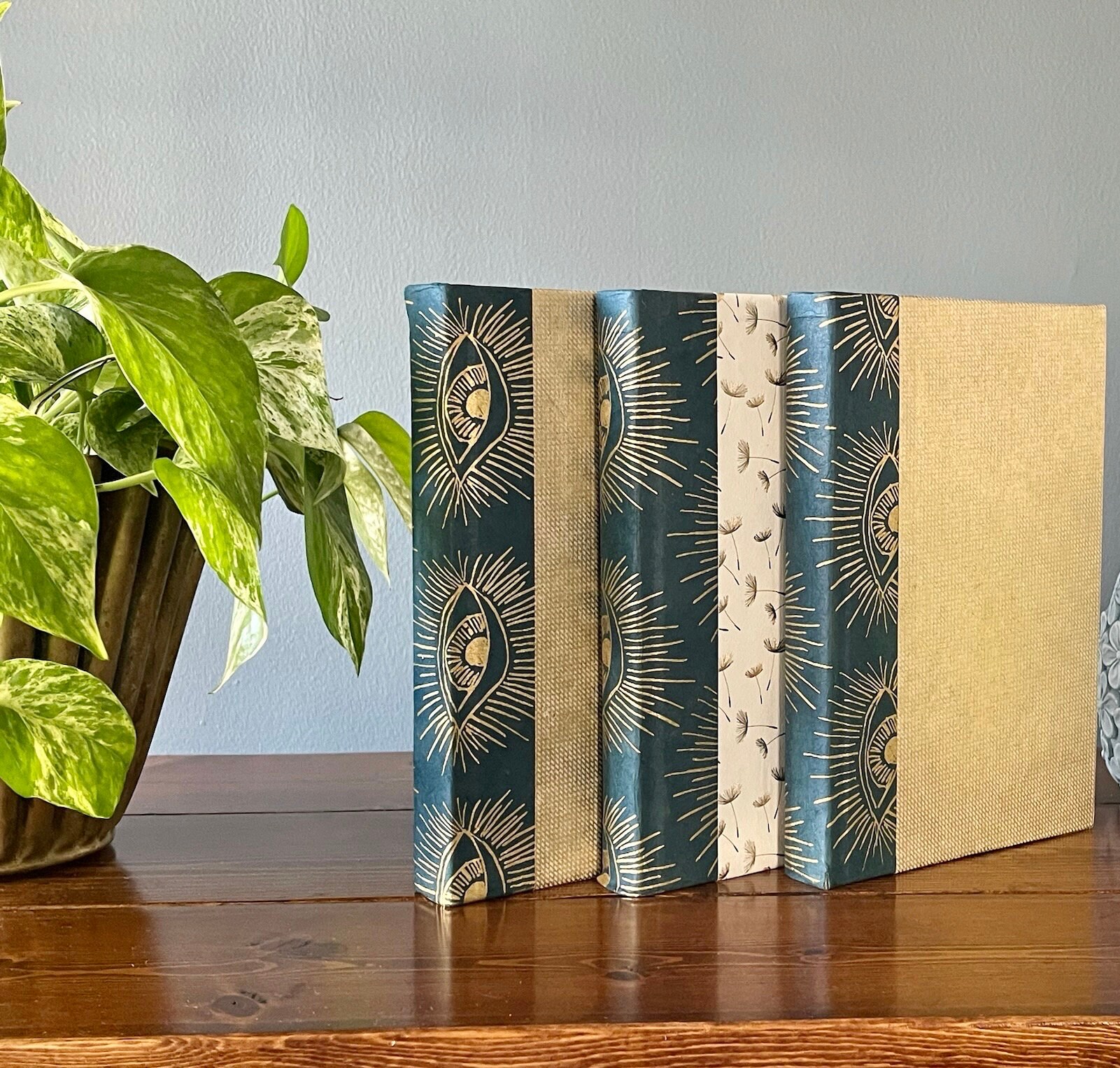 Decorative Turquoise and Gold Accent Books | Decorative Book Stack ...