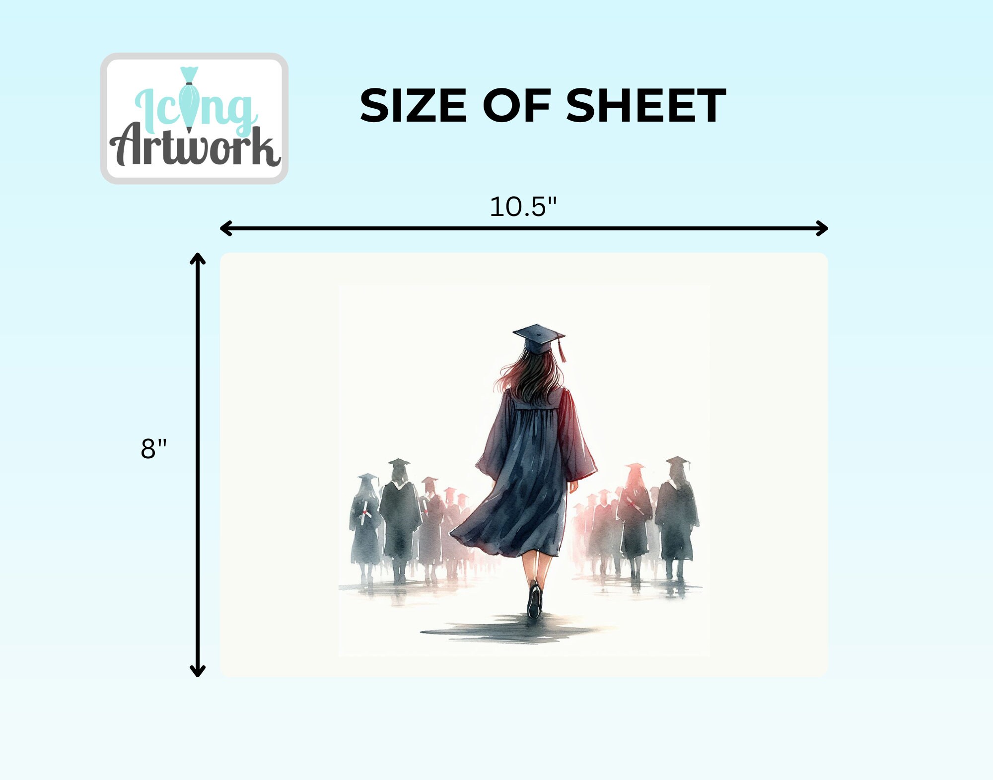 2024 Graduation Female Edible Image Cake Wrap Strip, Cake Topper. Wrap ...