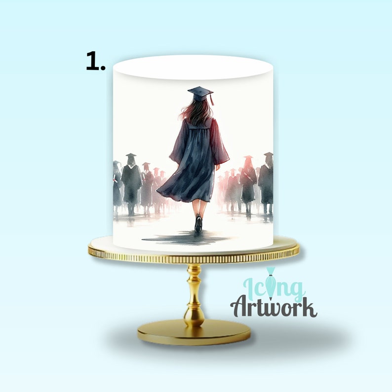2024 Graduation Female Edible Image Cake Wrap Strip, Cake Topper. Wrap ...