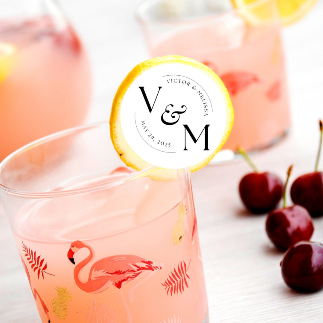 BULK Edible Cocktail Drink Toppers, Custom Drink Toppers, Wedding Drink ...