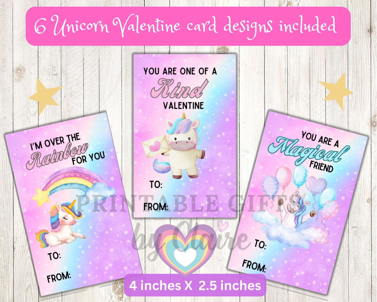 Printable Unicorn Valentine's Day Cards - Etsy