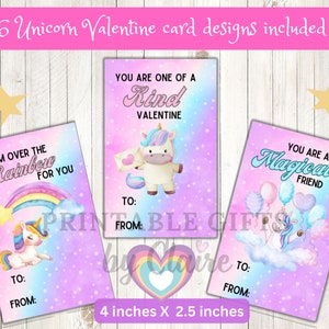 Printable Unicorn Valentine's Day Cards - Etsy