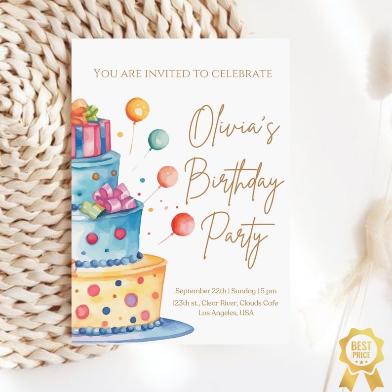 Editable Printable Birthday Invitation Template, Easy Edit Invitation ...