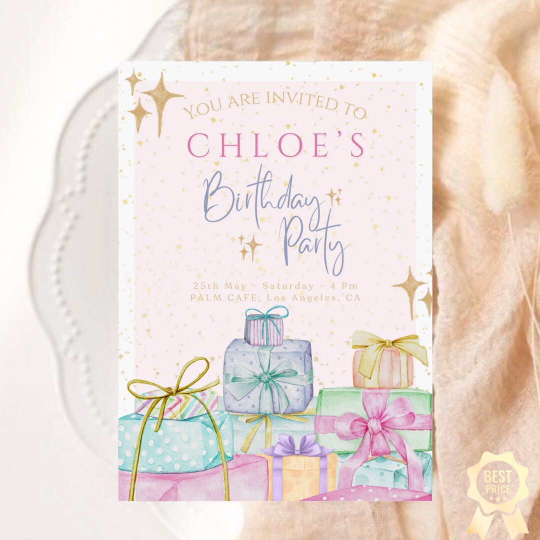 Editable Printable Birthday Invitation Template, Easy Edit Invitation ...
