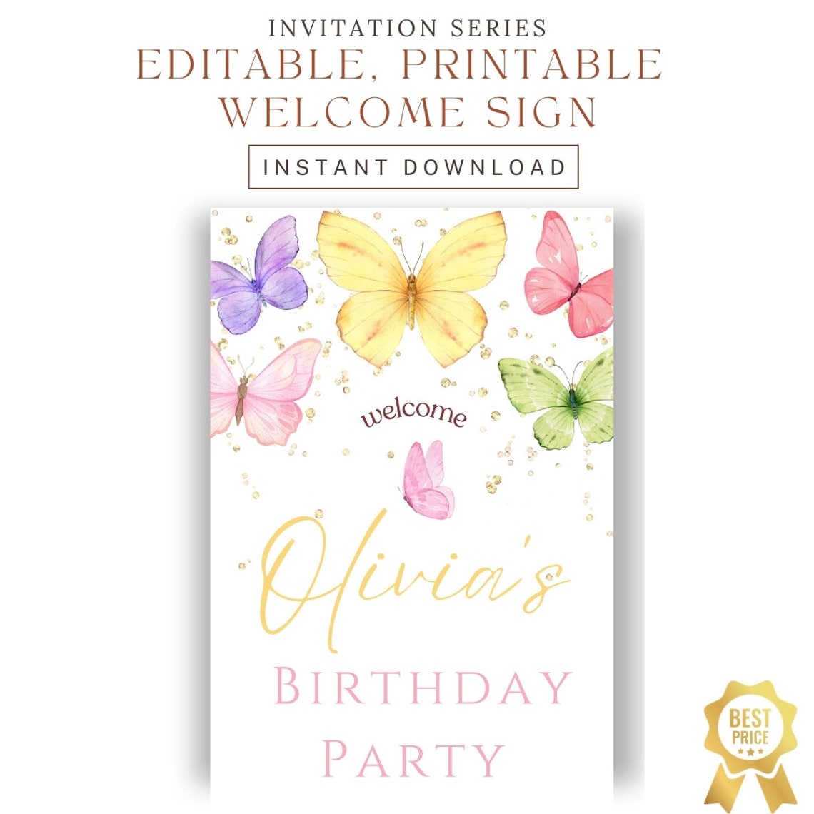 Kids Birthday Welcome Sign Poster Board Template Editable Printable ...
