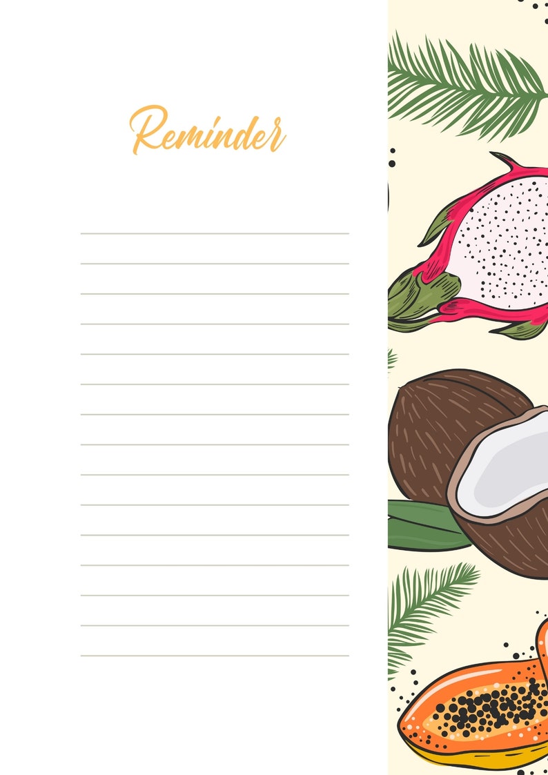 Fruits Printable Notebook, Printable Notebook Bundle, Calender, Planner ...