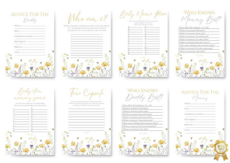 Large Mommy to Bee Baby Shower Bundle, Invitation and 22 Fun Games to ...
