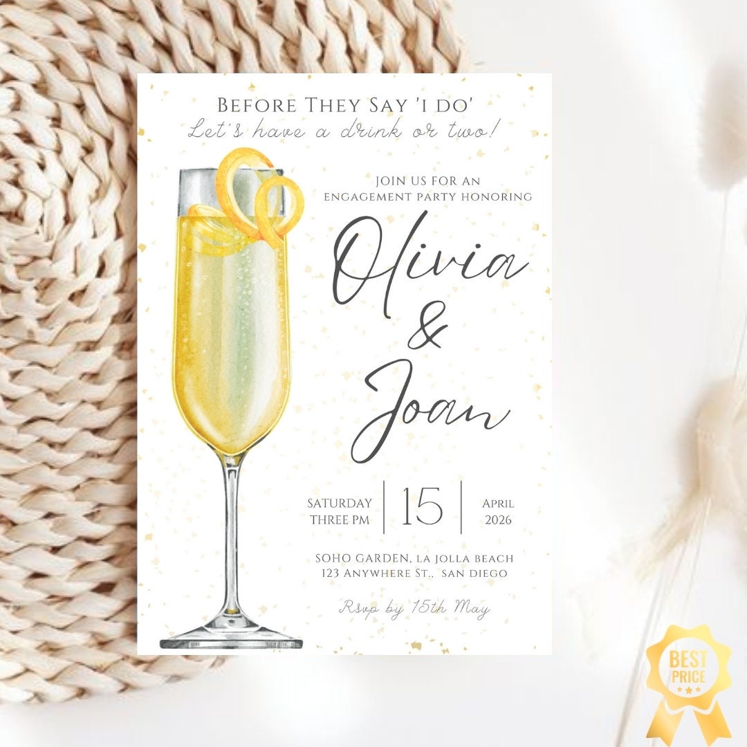Editable, Printable Wedding Invitation Template, Cheers, Easy Edit ...