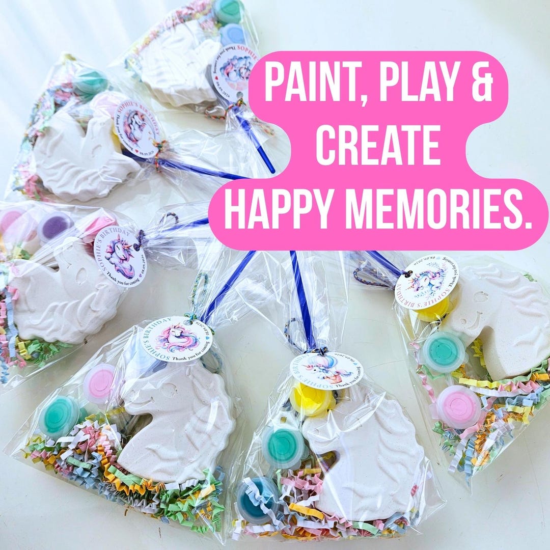 Unicorn Theme Plaster Painting Kit Favor | Personalized Birthday Party ...