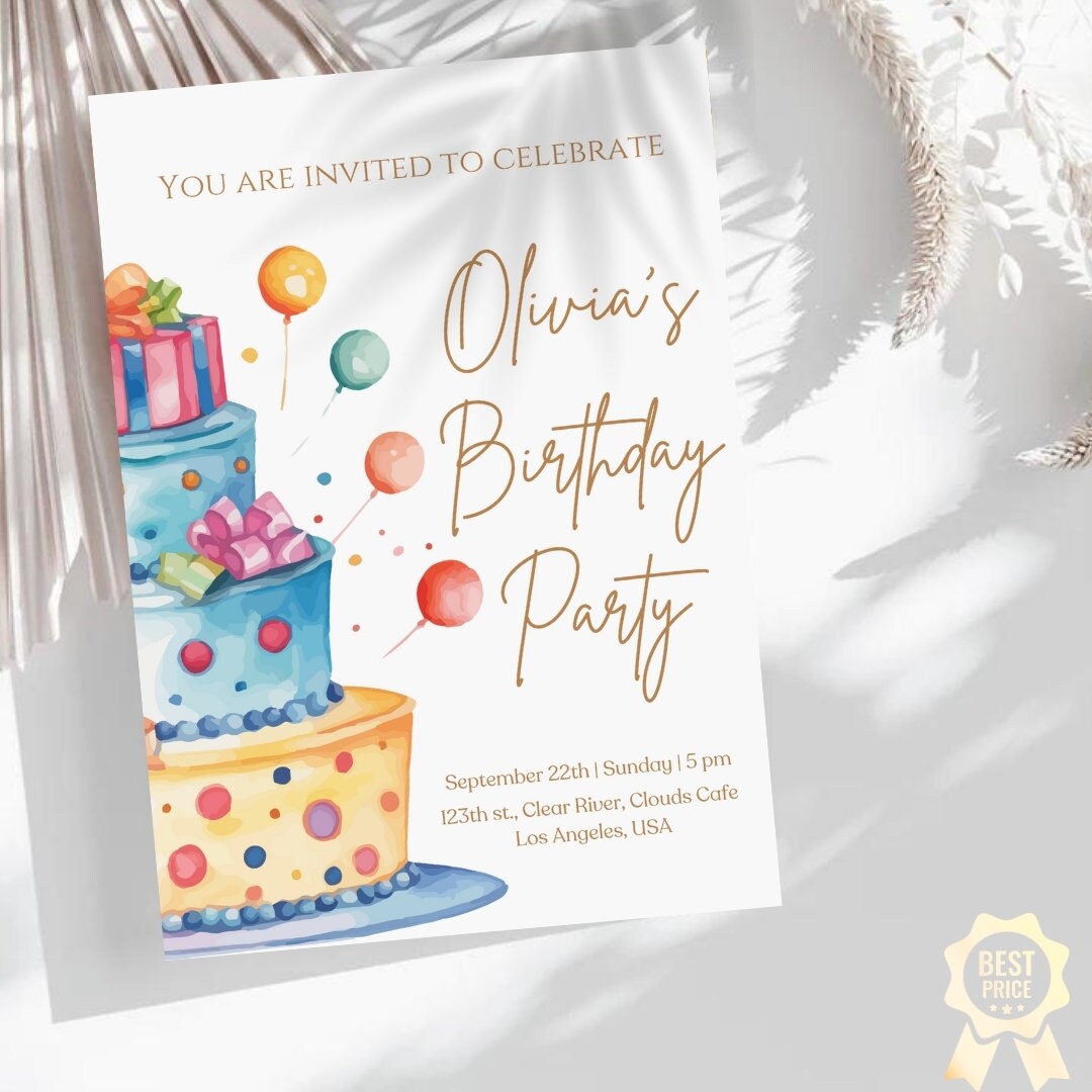 Editable Printable Birthday Invitation Template, Easy Edit Invitation ...