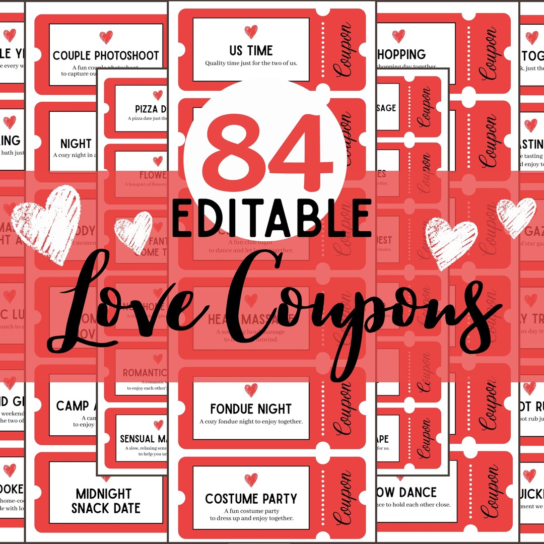 Valentine’s Day Printable | Love Coupons for Couples | Editable Love ...