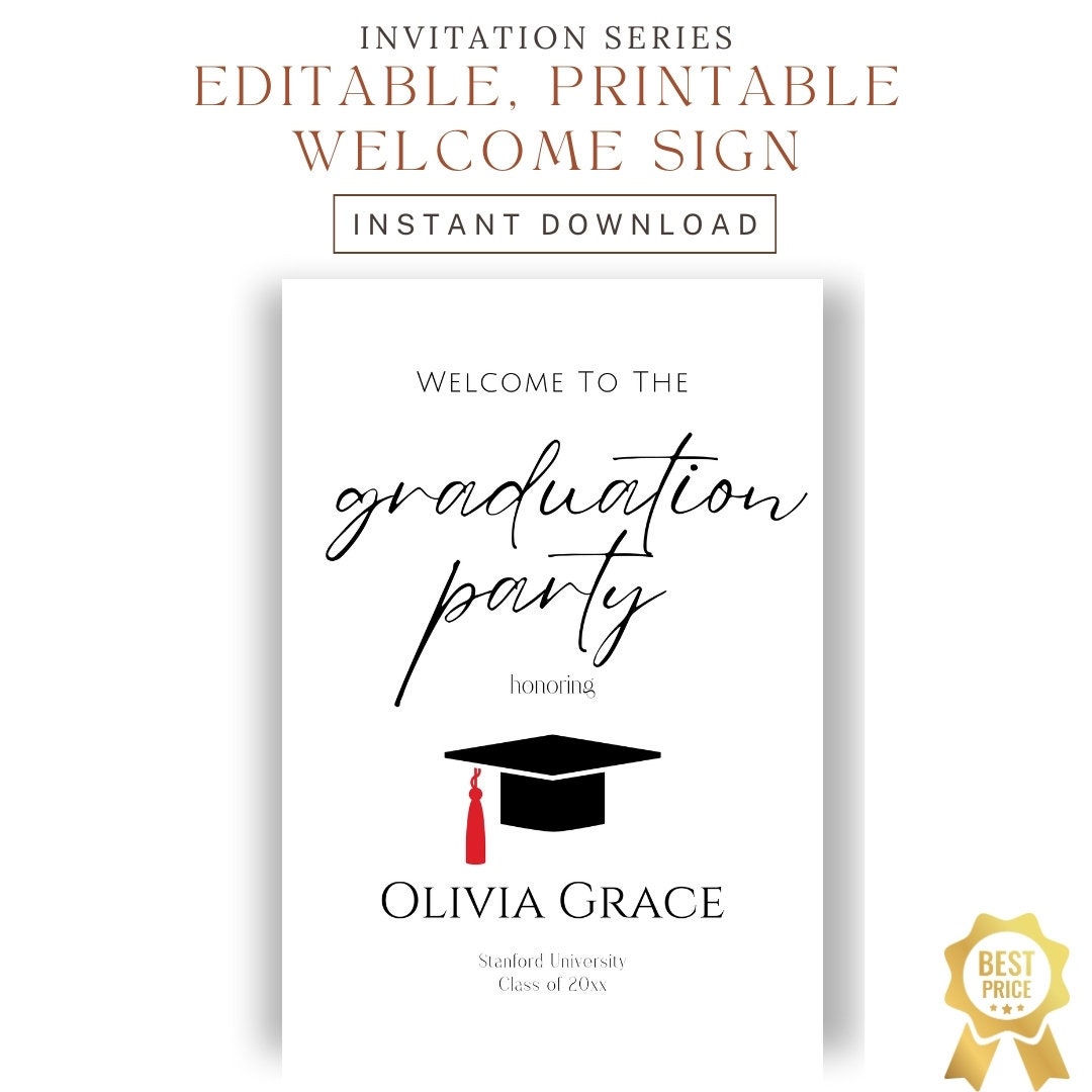 Graduation Party Welcome Sign, Welcome Poster, Grad Party, 36x24 Inches ...