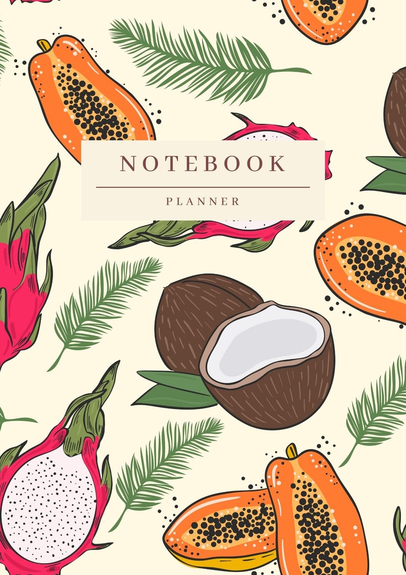 Fruits Printable Notebook, Printable Notebook Bundle, Calender, Planner ...