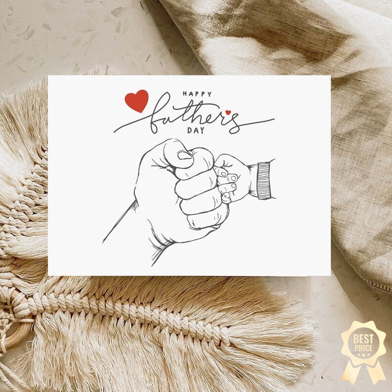 Father's Day Card Template Editable Printable Digital Emotional Hands ...