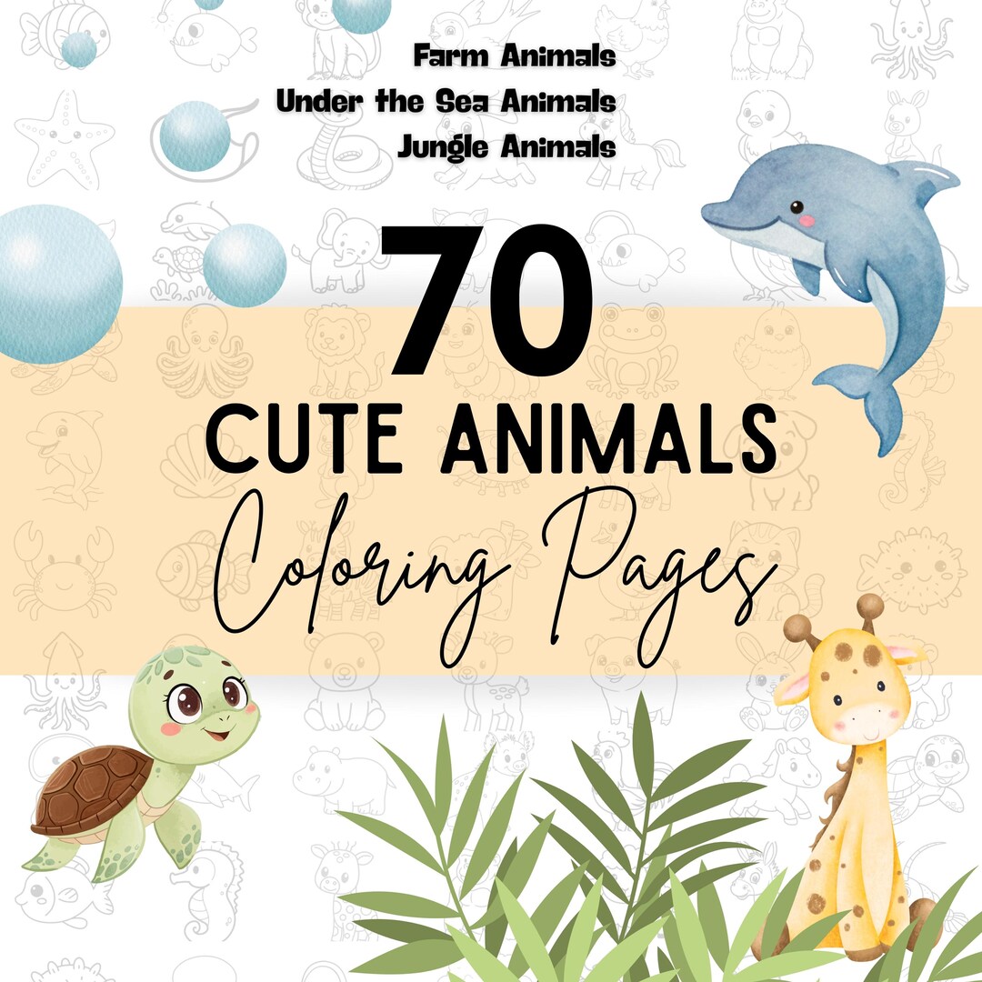 70 Cute Animals Digital Coloring Pages for Kids | Farm, Jungle & Under ...